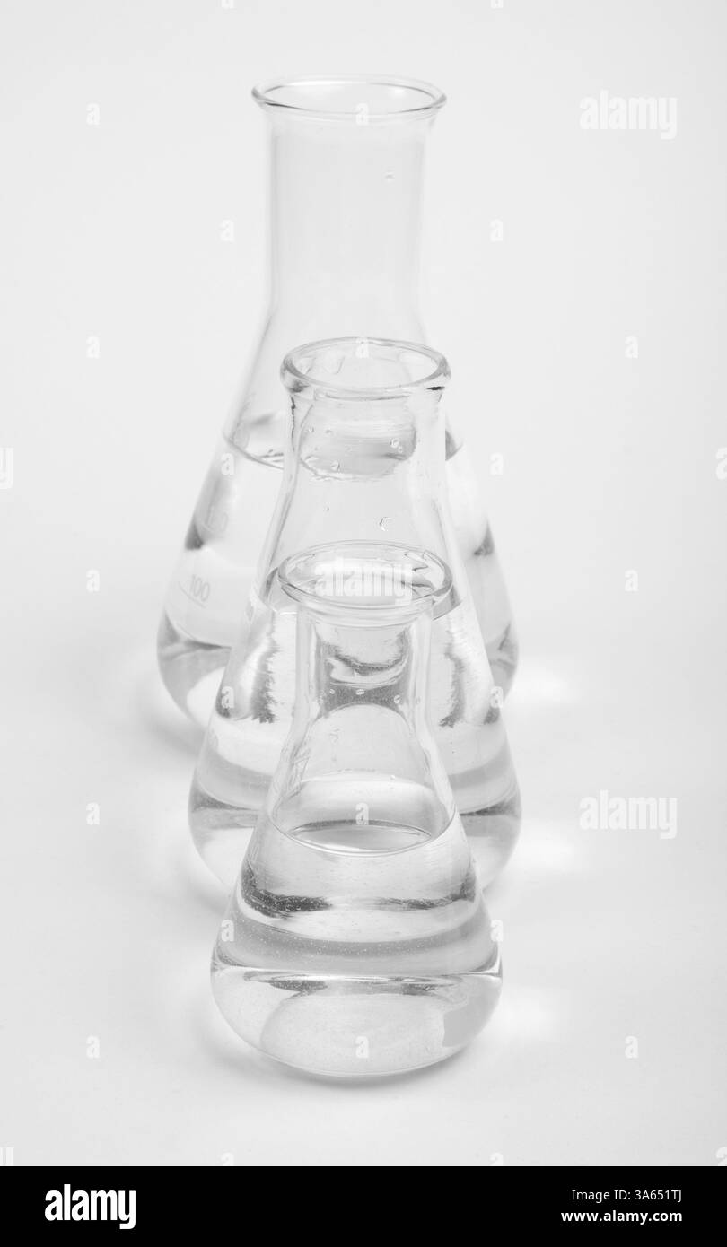 Empty glass laboratory utensils.Laboratory beakers on white background ...