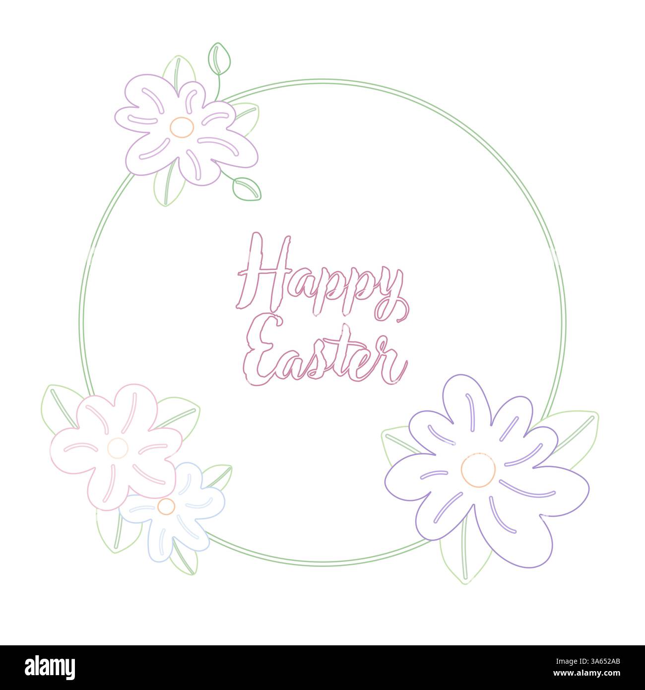 Minimalist Easter frame with floral outline design Stock Vector Image ...