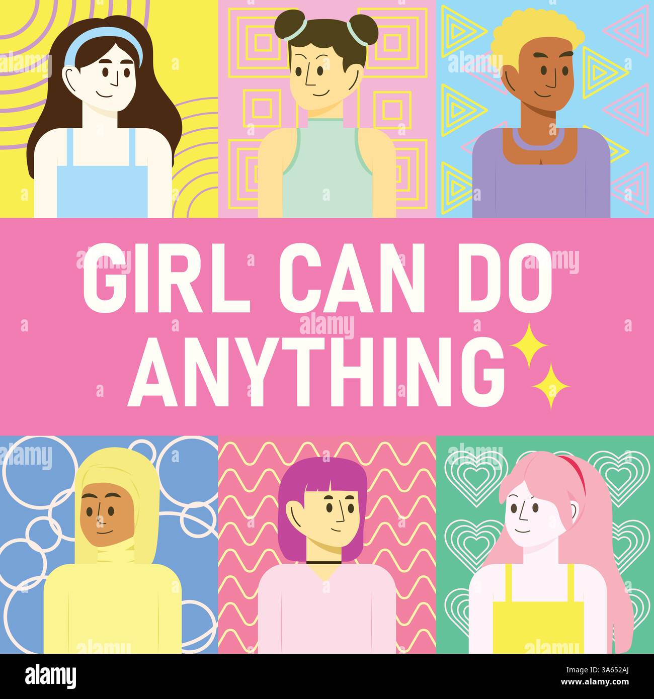 Colorful Representation of Girl Power. Girl Can Do Anything Vector Illustration Stock Vector ...