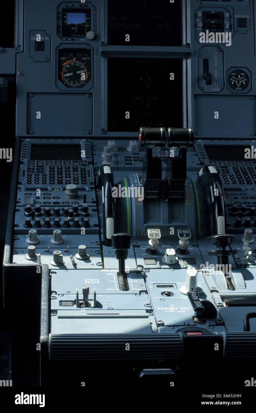Airline Cockpit. Vertical image. Natural light Stock Photo - Alamy