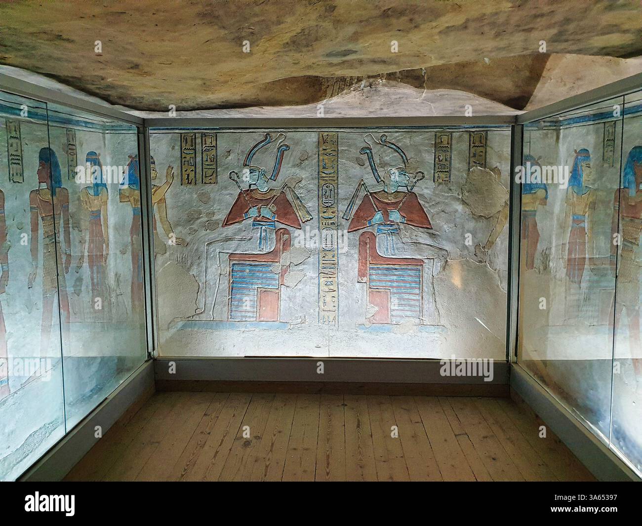 Wall relief scene of Isis in adoration before Osiris and Nephthys,Tomb ...