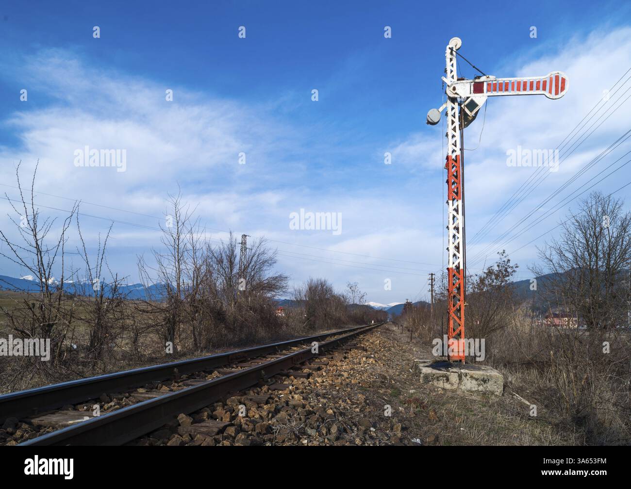 Train Semaphore mechanical. Vintage semaphore Stock Photo - Alamy