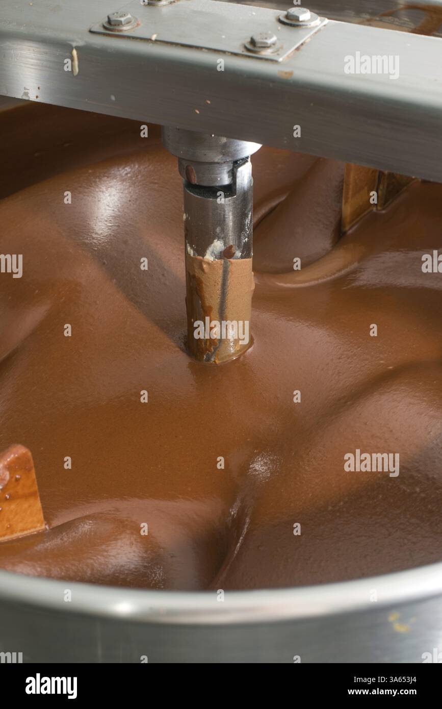 Machine for mixing chocolate. Close up Stock Photo - Alamy