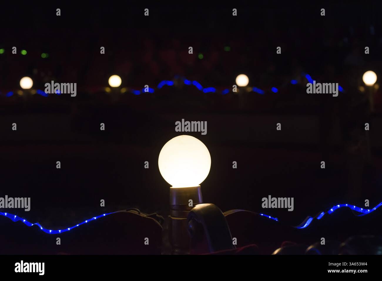Lights in a circus. Darkness Stock Photo - Alamy