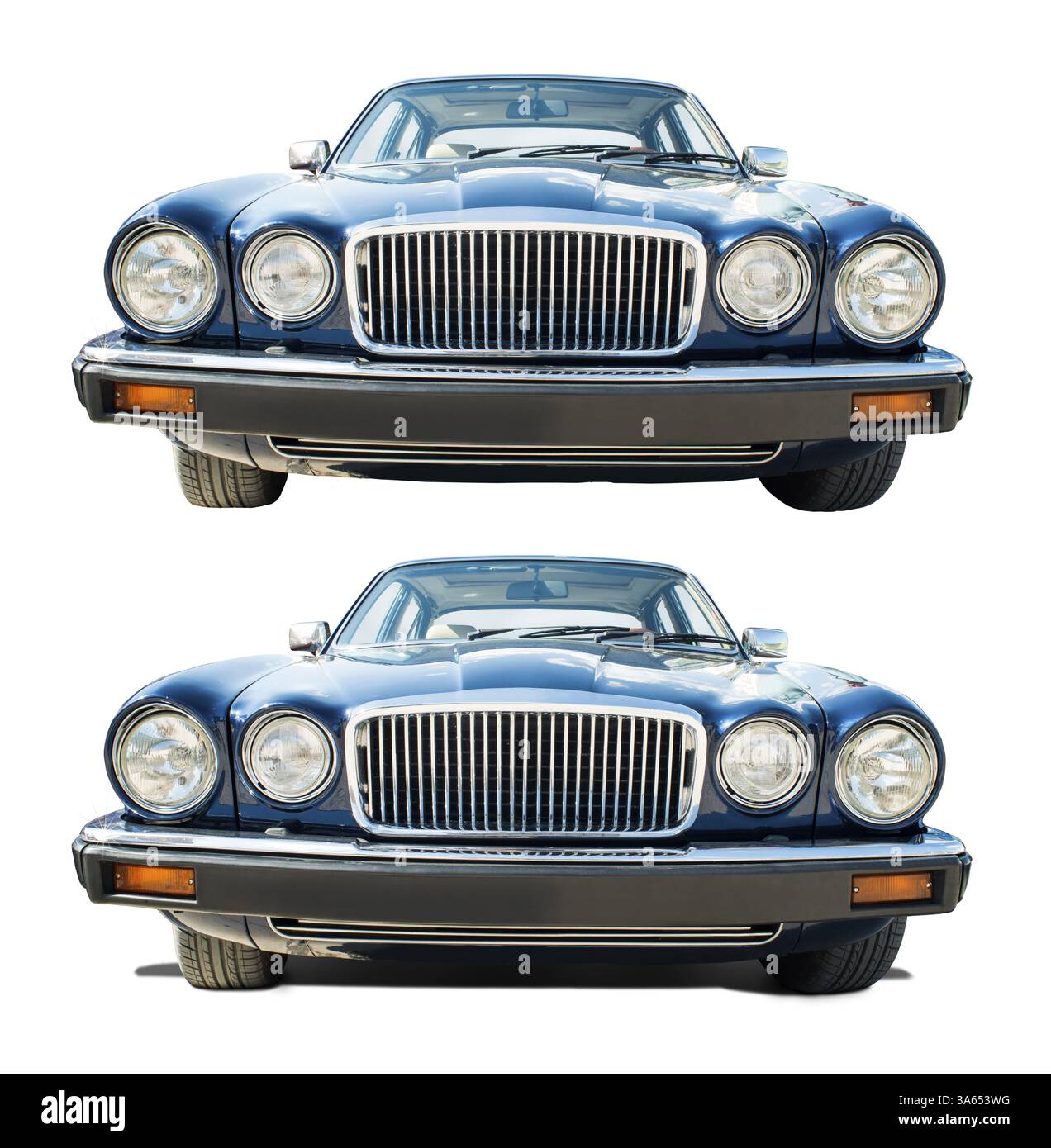 Old vintage retro car. Blue color english car Stock Photo - Alamy