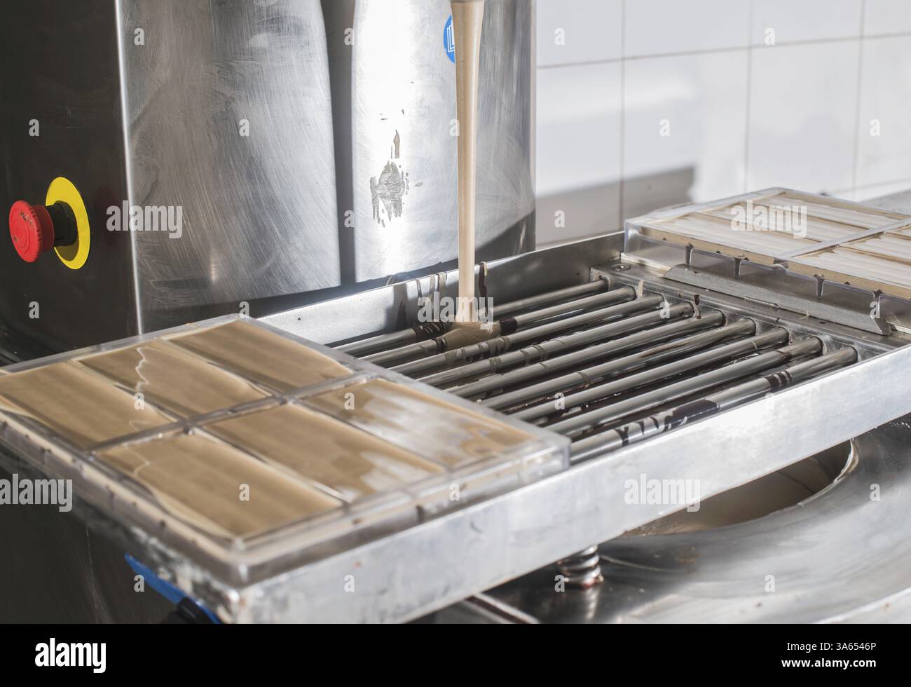 Chocolate factory. Making chocolate bar Stock Photo - Alamy