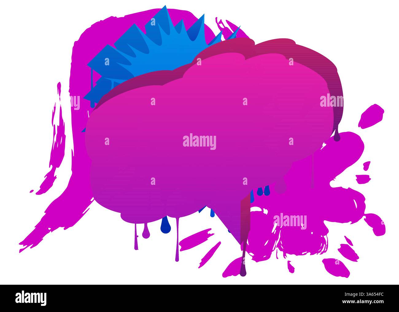 Blue and purple graffiti speech bubble. Abstract modern Messaging sign ...