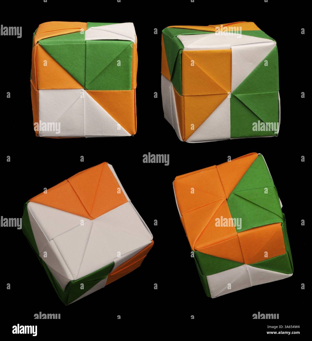 Paper made multi colored patterned cubes folded origami style Stock ...