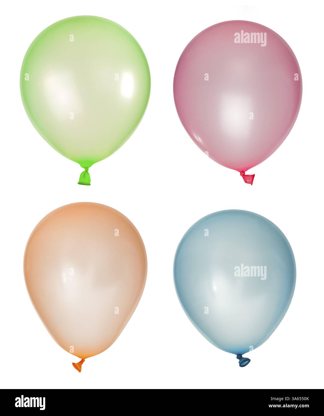 Set of inflated balloons from different colors. White isolated Stock ...