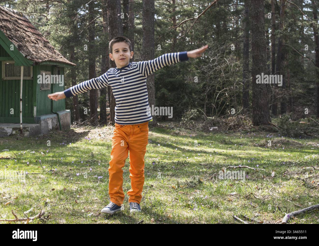 Child play in the forest Stock Photo - Alamy