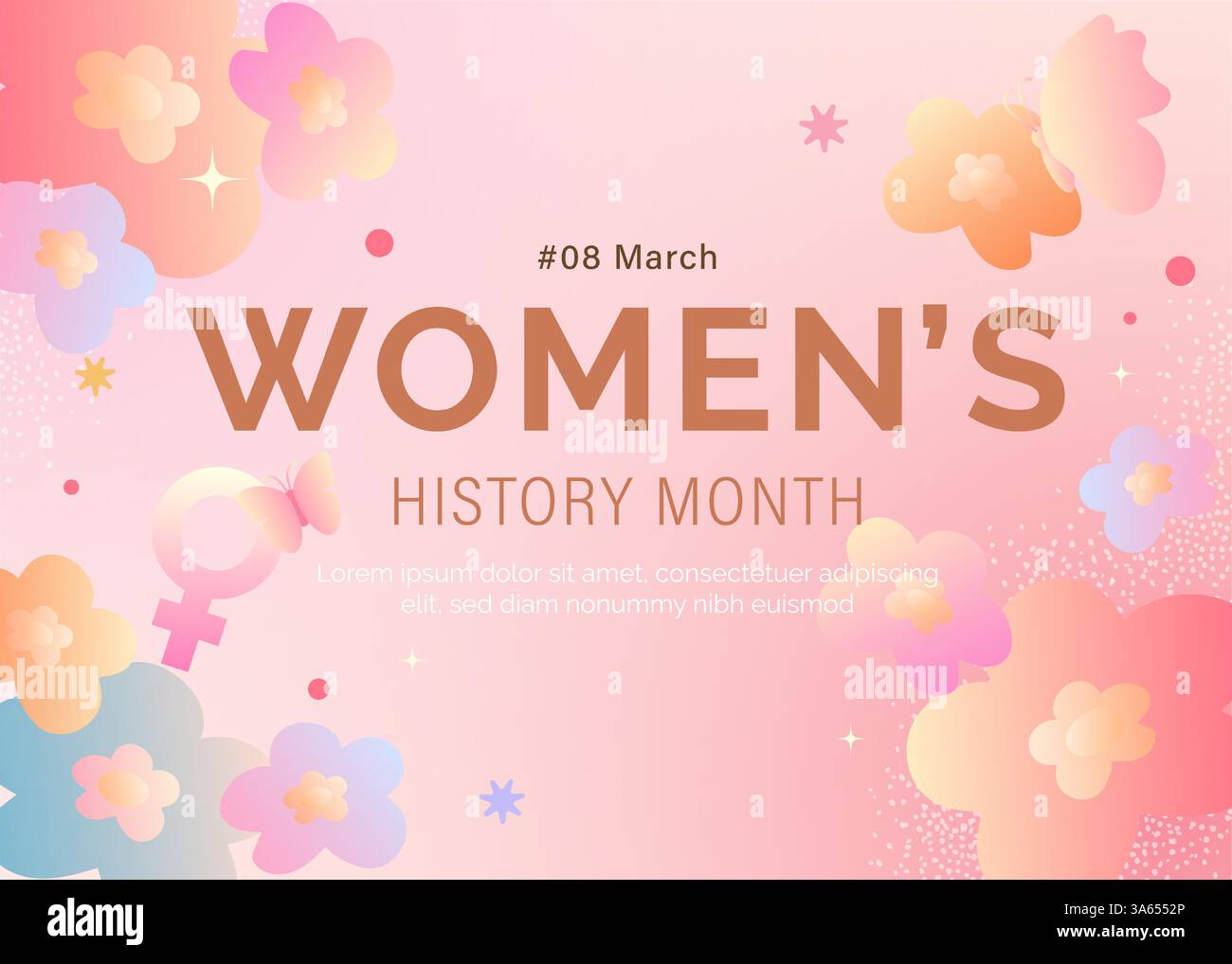 March 8th Women History Month Celebration, vector illustration Stock ...