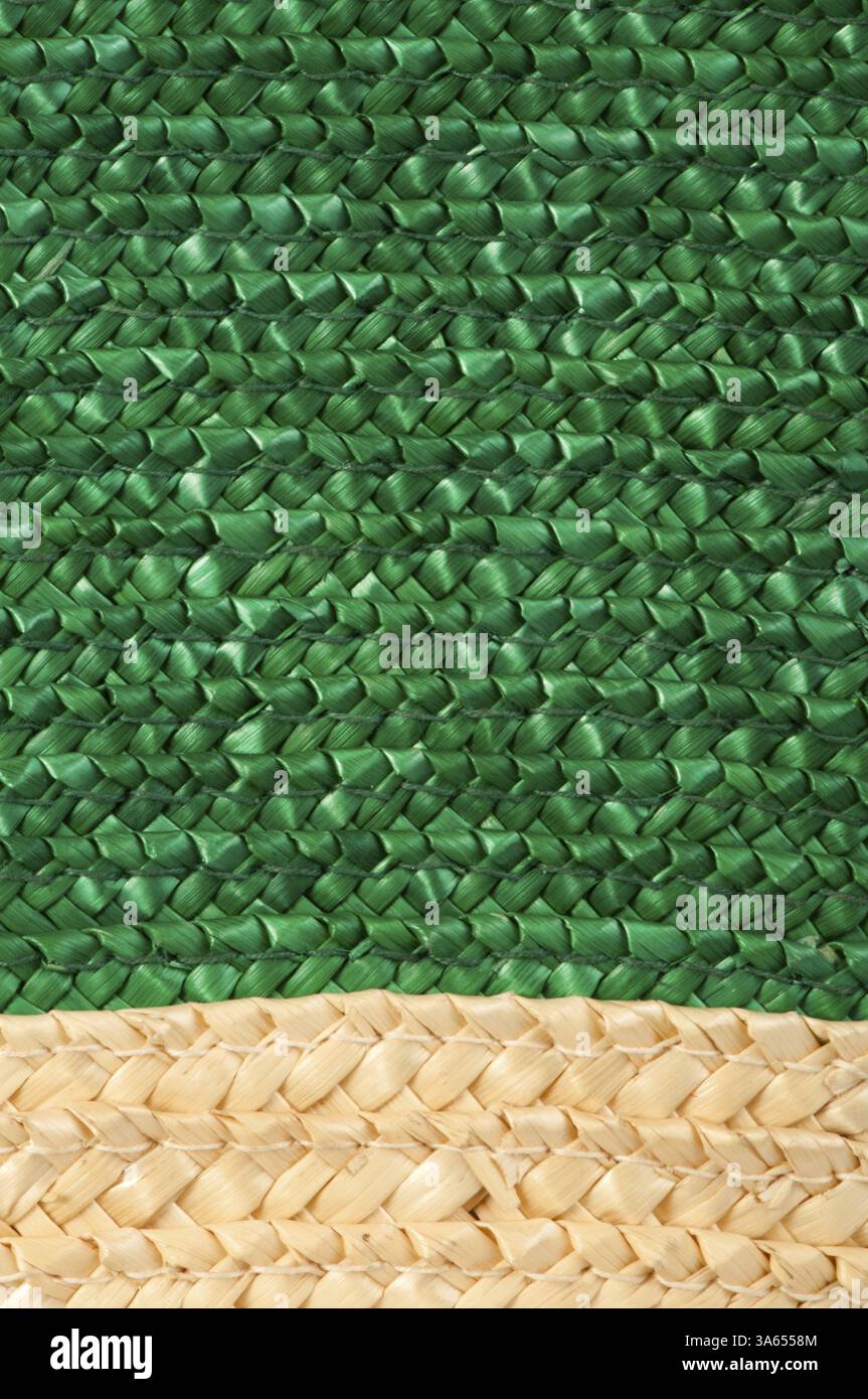 Woven straw natural background. Green and beige colors Stock Photo - Alamy