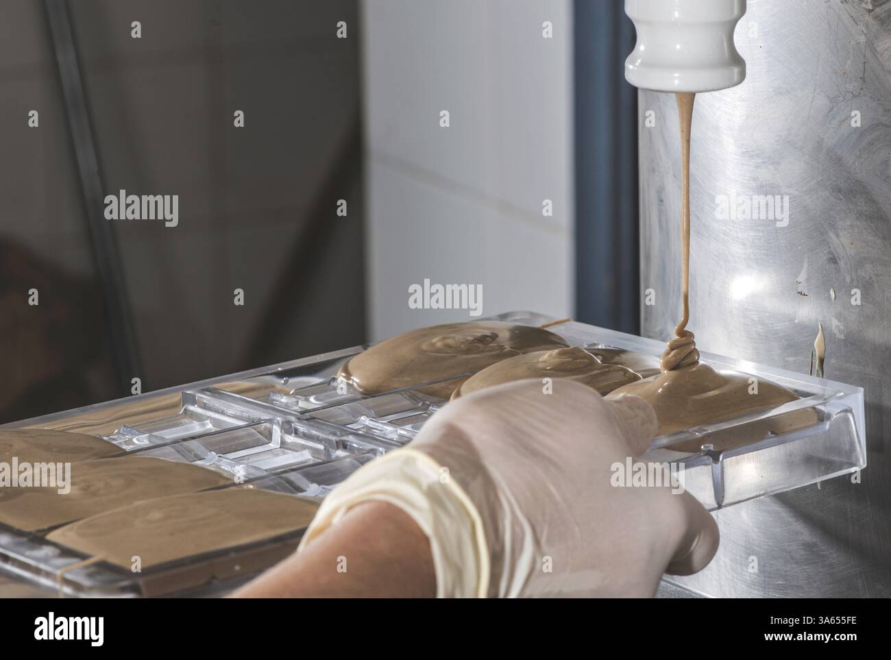 Chocolate factory. Making chocolate bar Stock Photo - Alamy
