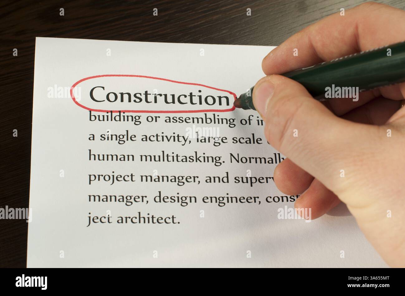 Construction concept. Hand write on paper Stock Photo - Alamy