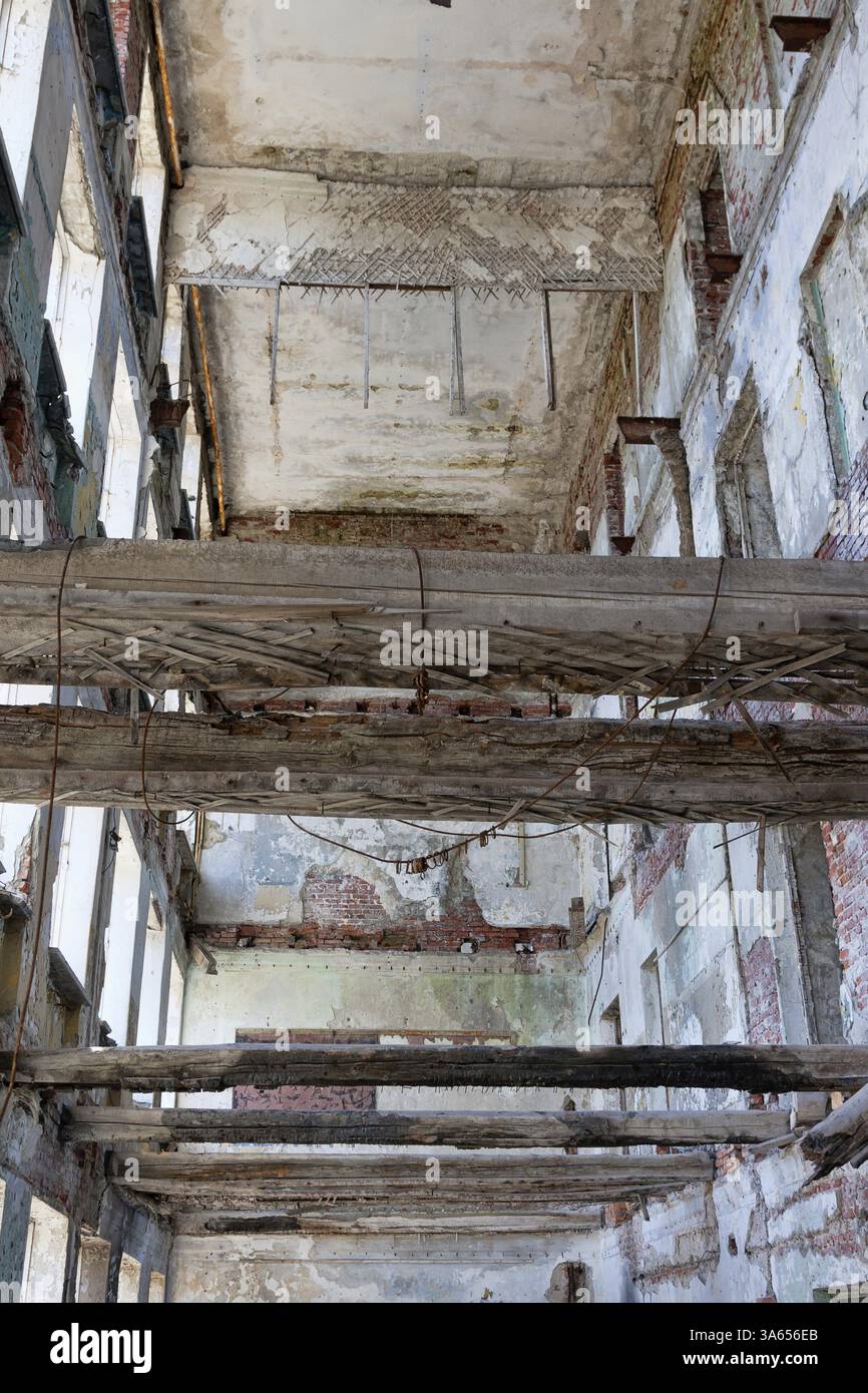 Interior of the ruined house, hardwood floors Stock Photo - Alamy