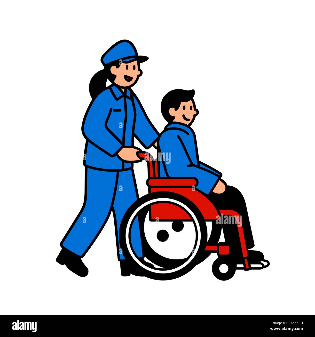 A kind caregiver is assisting a person in a wheelchair, showing support ...