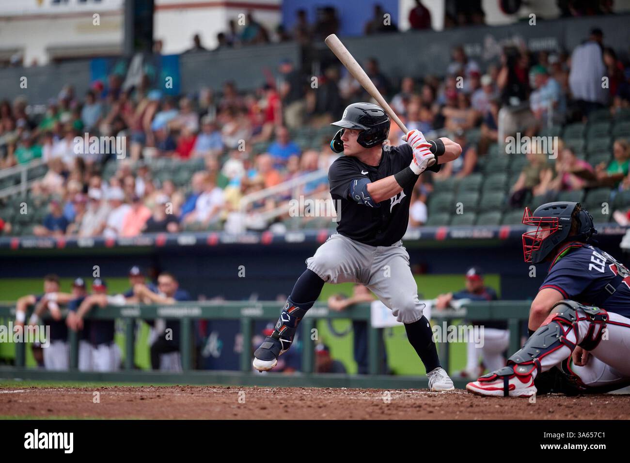 Detroit Tigers Kevin McGonigle (52) at bat during an MLB Spring ...