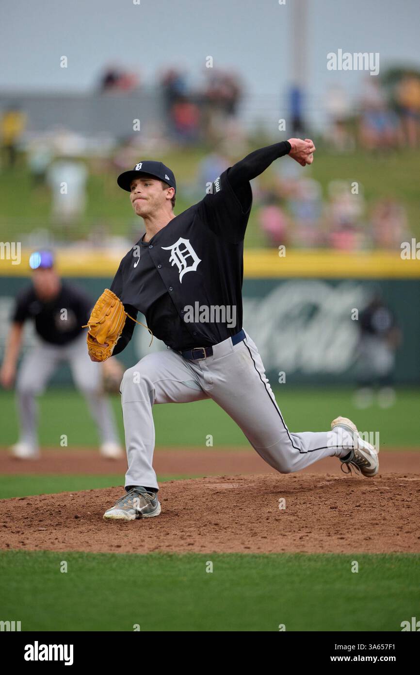 Detroit Tigers pitcher Micah Ashman (12) during an MLB Spring Breakout ...