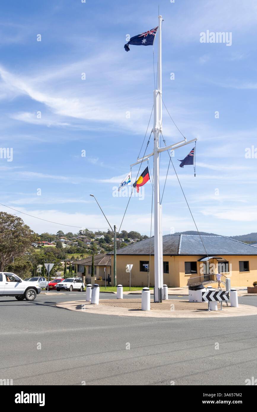 Eden, town centre of this southerly town in New South Wales, flagmast ...