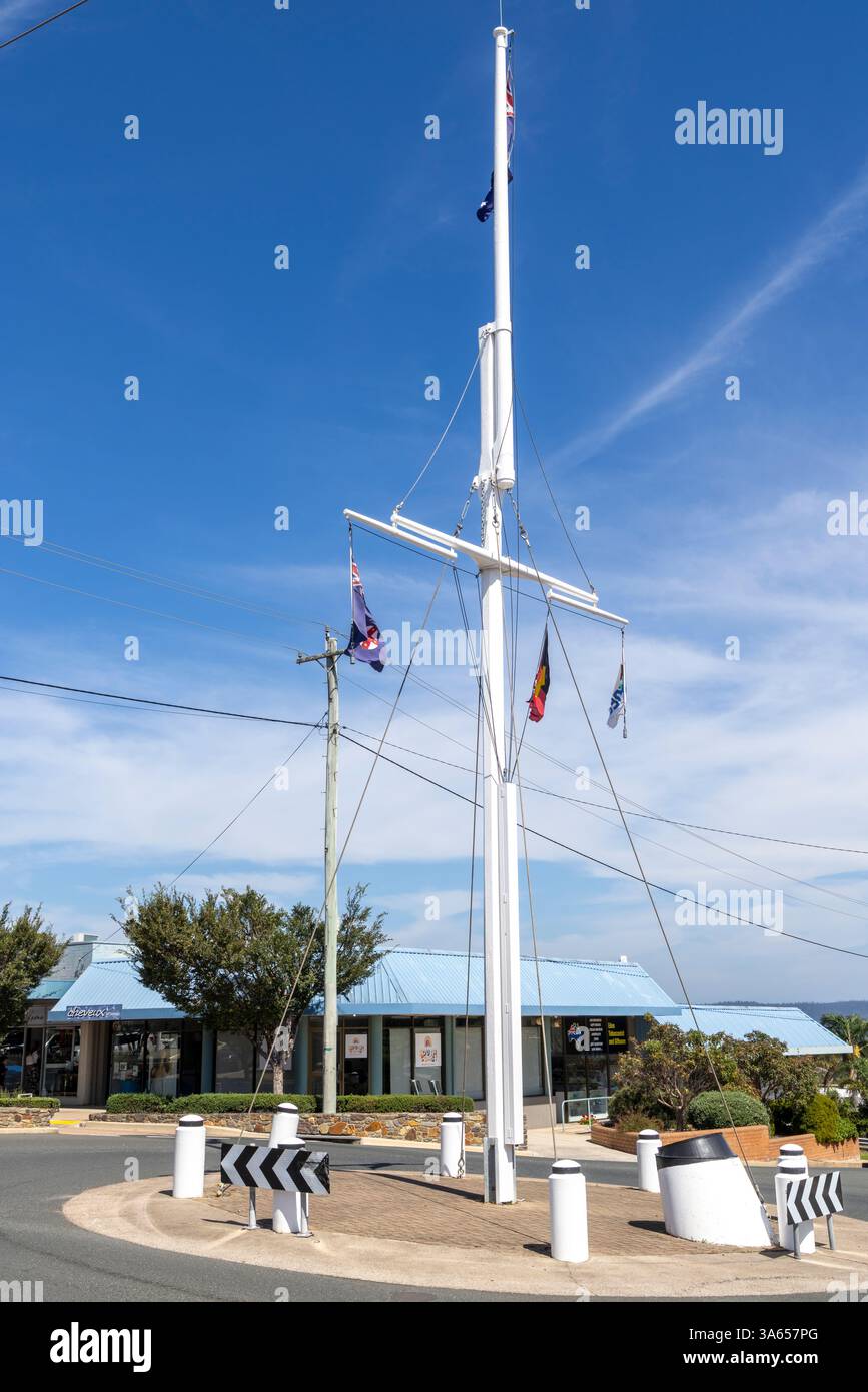 Eden, town centre of this southerly town in New South Wales, flagmast ...