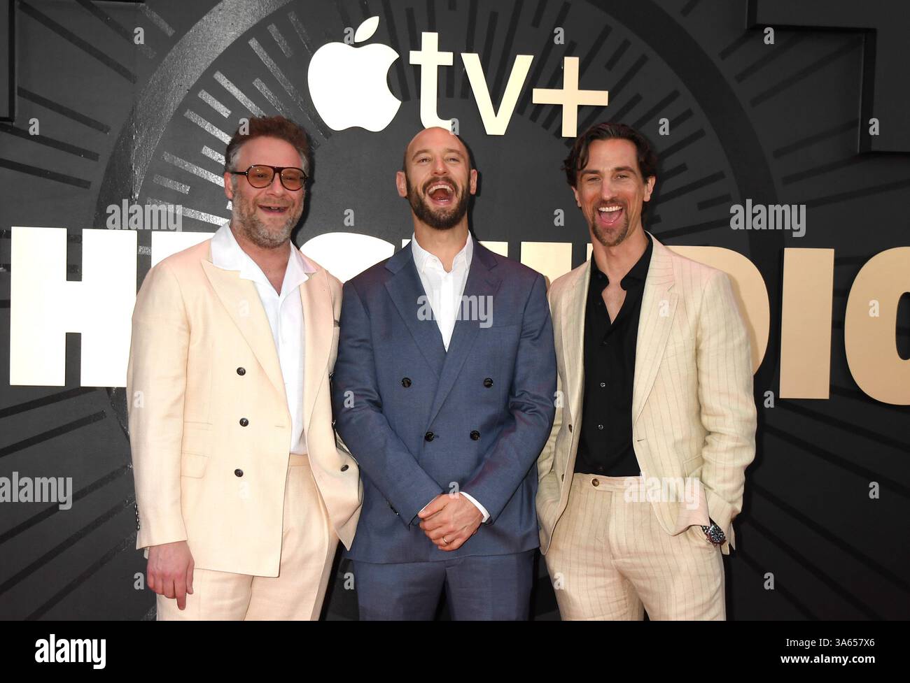 Los Angeles, Ca. 24th Mar, 2025. Seth Rogen, Evan Goldberg and James Weaver at the Apple TV ...