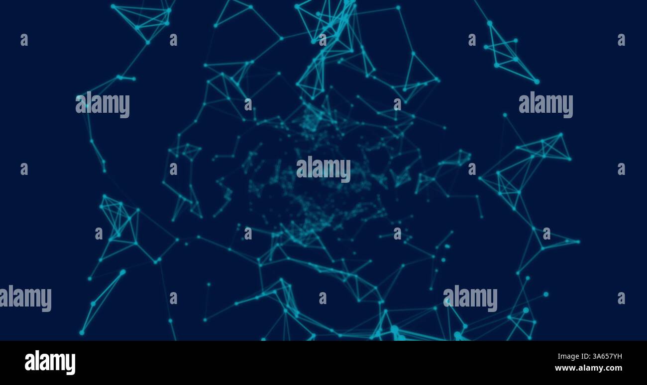Abstract digital network connections forming complex web on dark ...