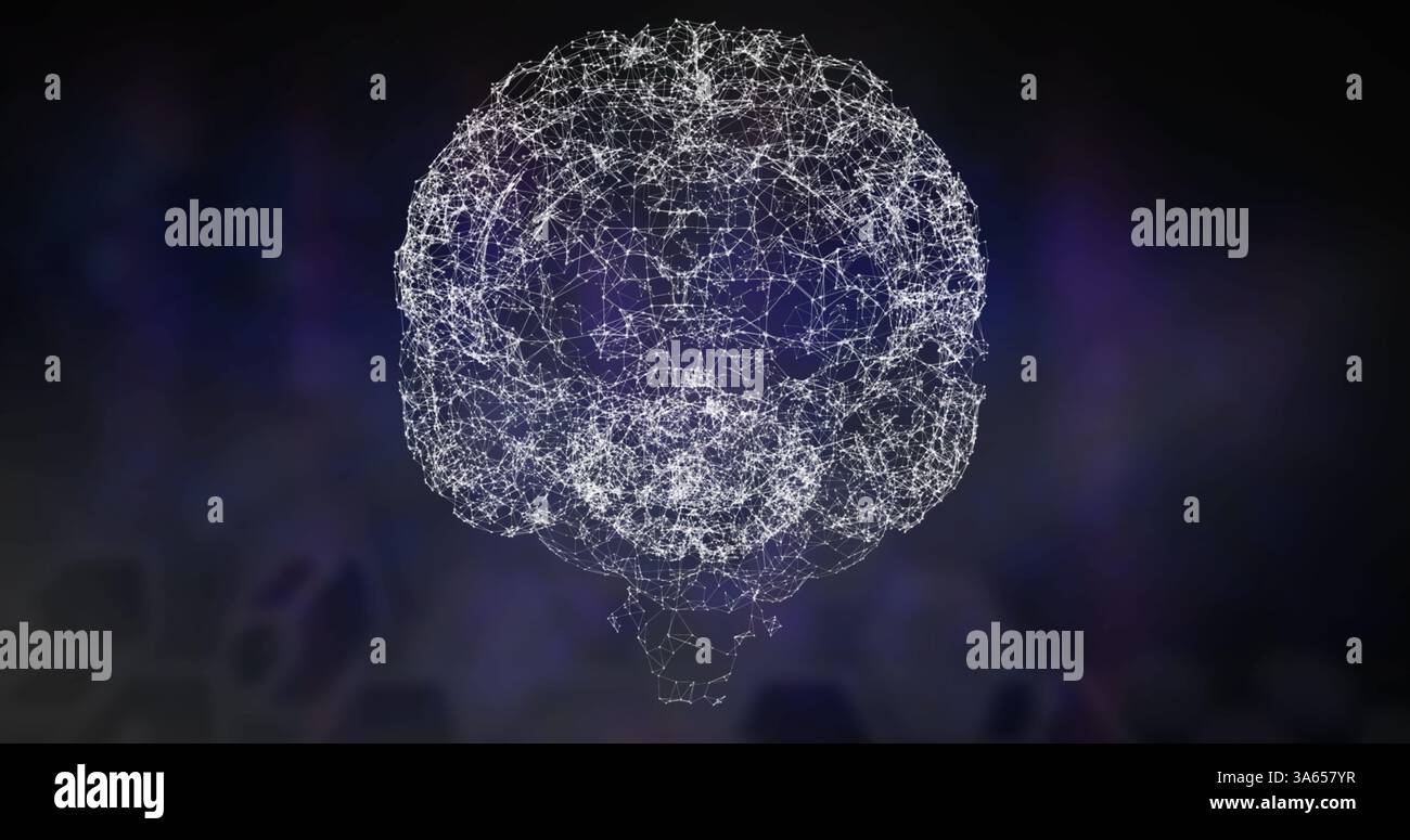 Visualizing digital brain network, interconnected nodes and lines on dark background Stock Photo ...