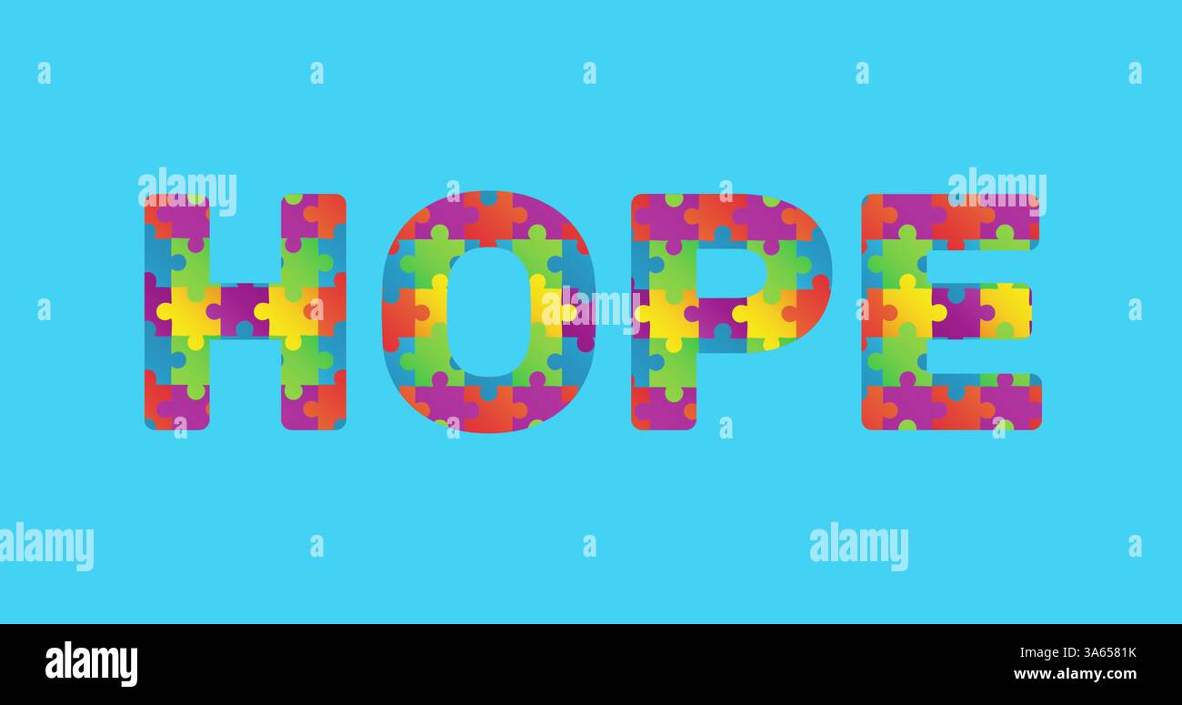 Image of puzzle elements forming autism awareness month symbol with ...