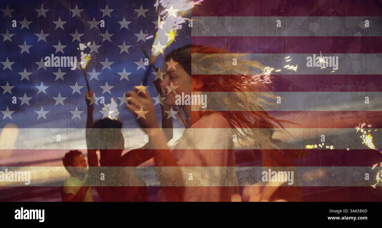 Waving american flag against diverse hi-res stock photography and ...