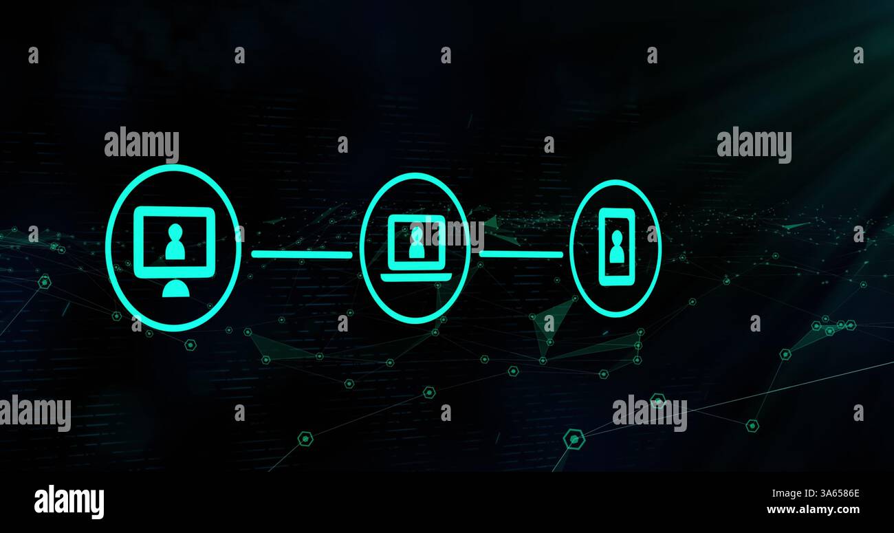 Network digital icons glowing connections hi-res stock photography and ...