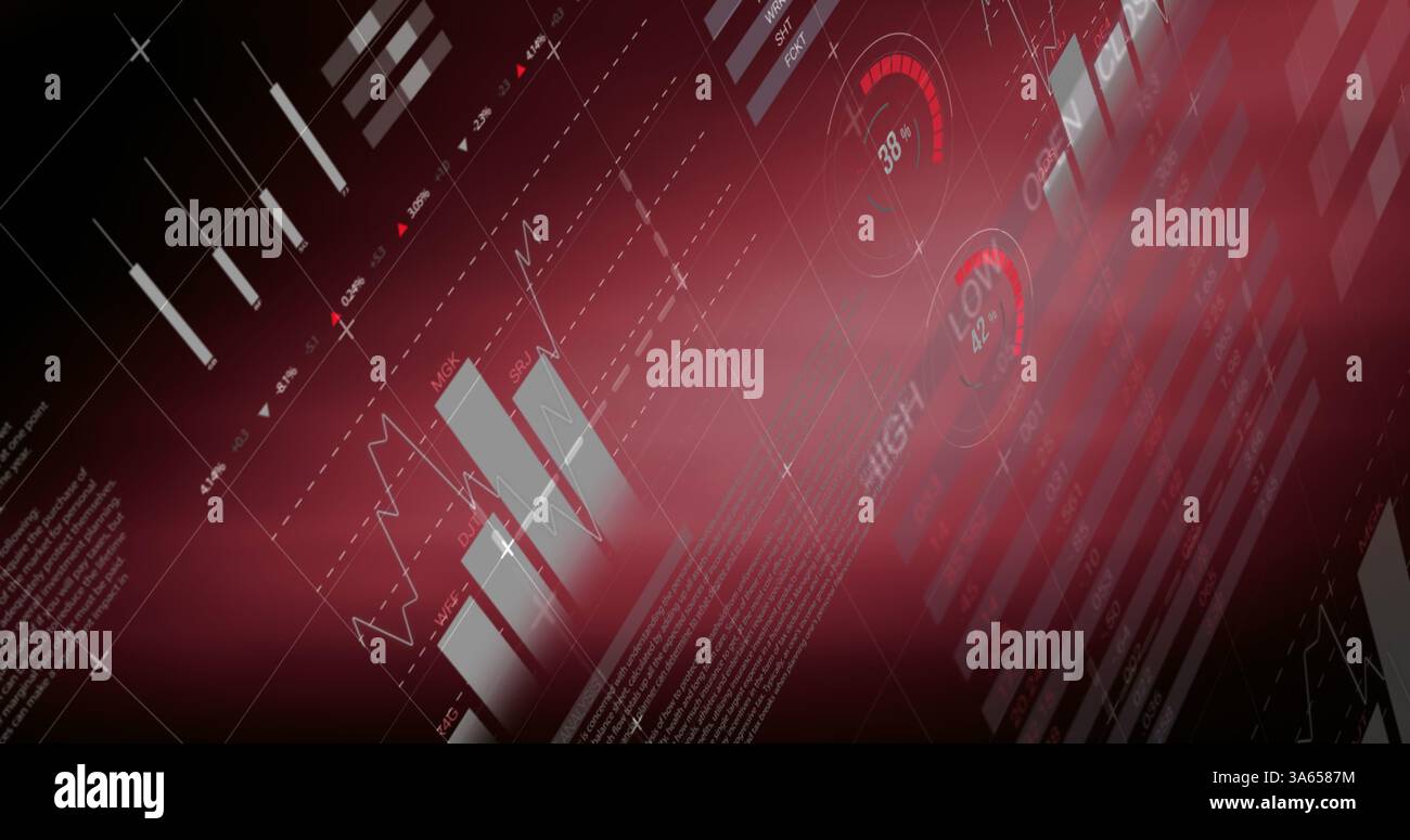 Image of financial data and statistics processing over world map and ...