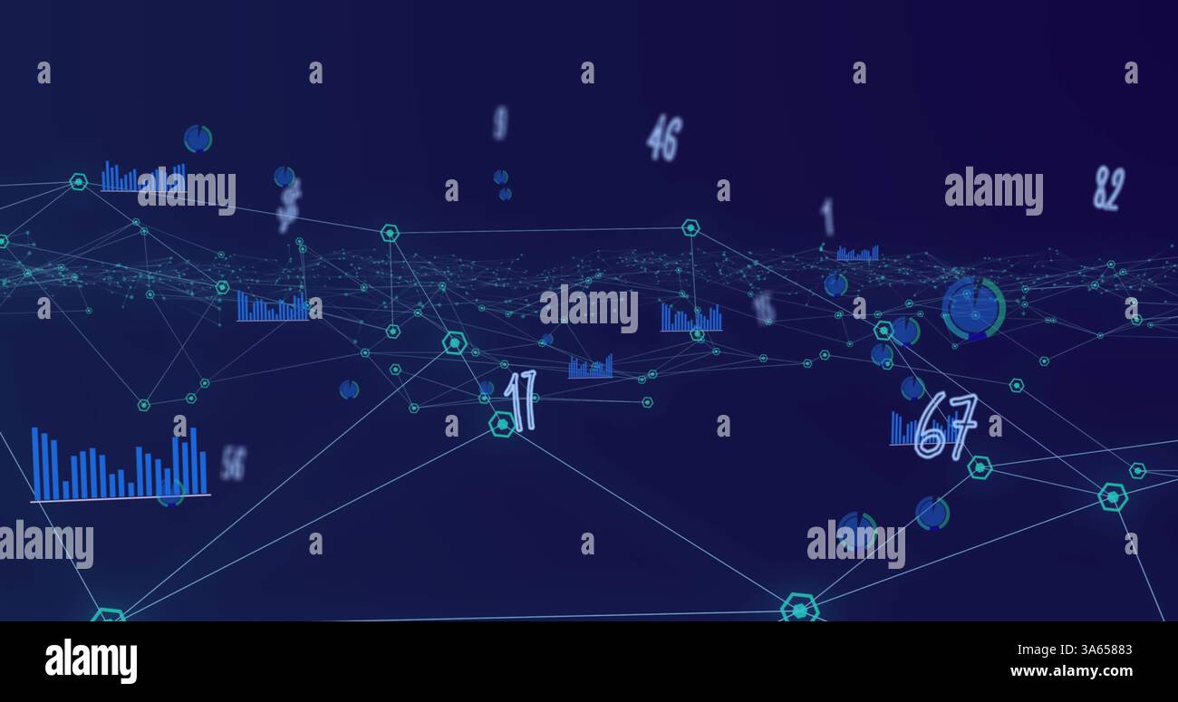 Image of numbers changing data processing against network of connections Stock Photo - Alamy