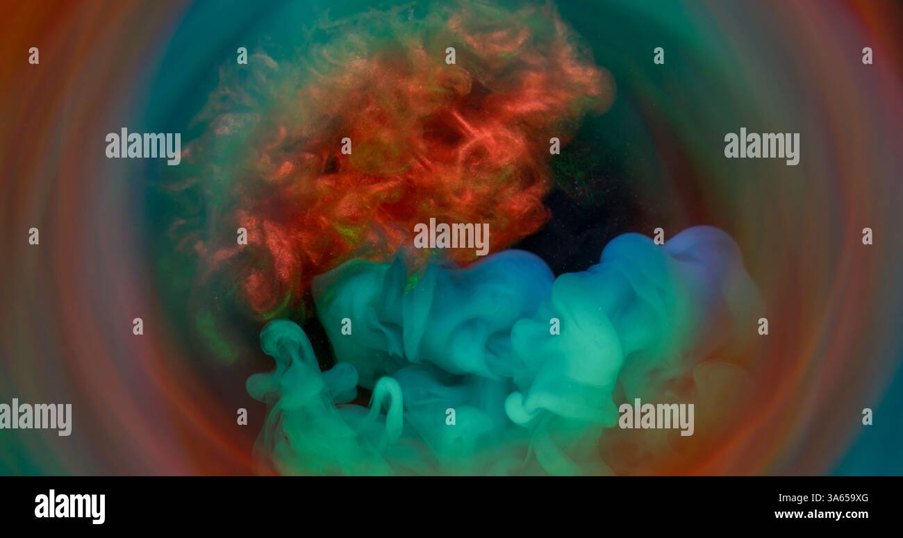 Mix smoke. Colorful watercolor. Blue turquoise copper puff stream blend ...