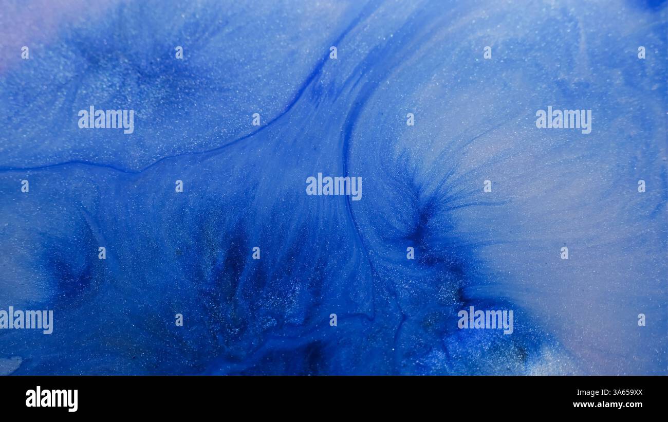 Ink mix. Paint background. Defocused blue color texture with marbled ...