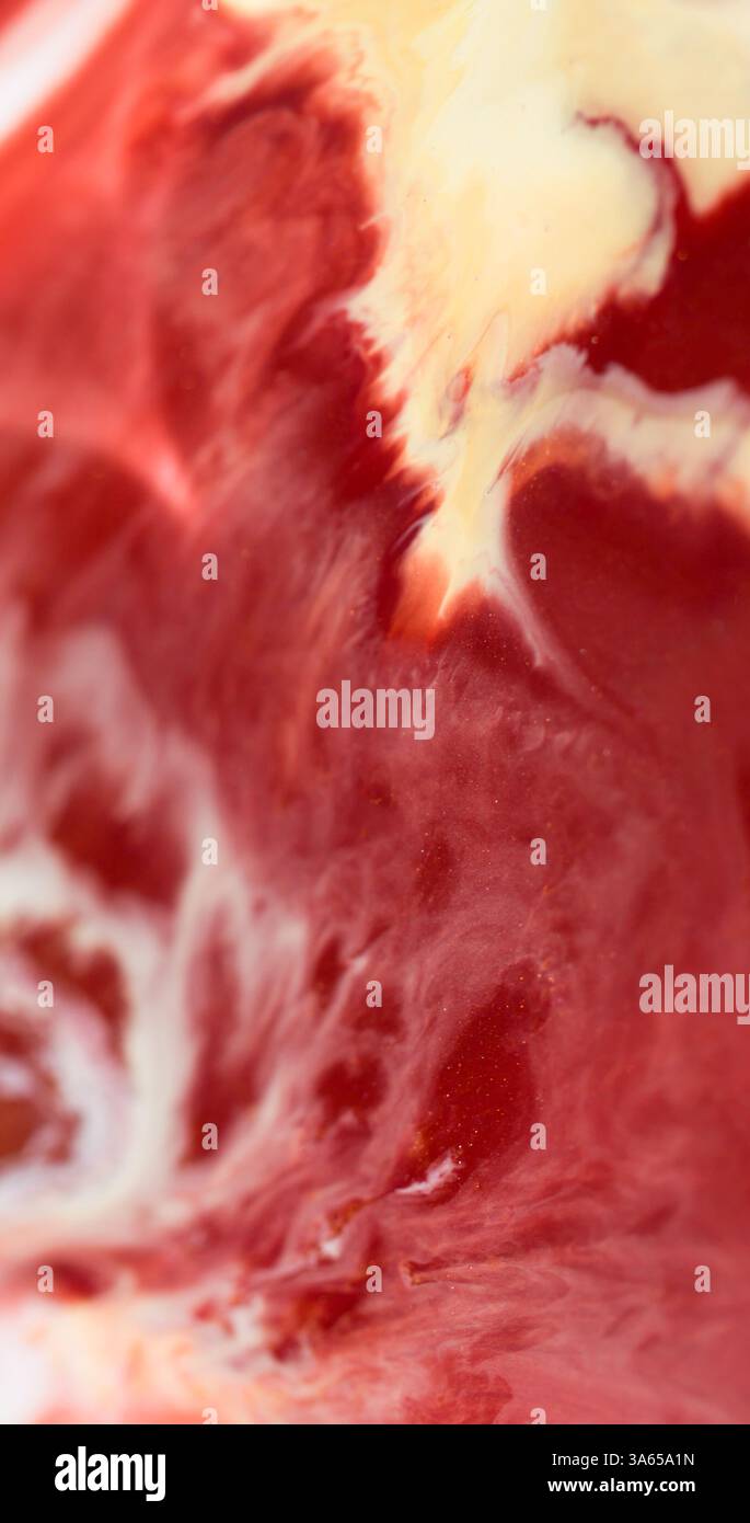 Splash art. Shiny stains. Defocused red yellow colorful marble enamel ...