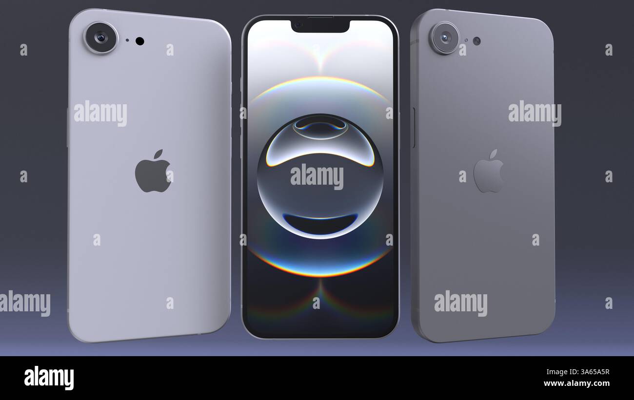 Realistic render of Apple iPhone 16E Stock Photo - Alamy
