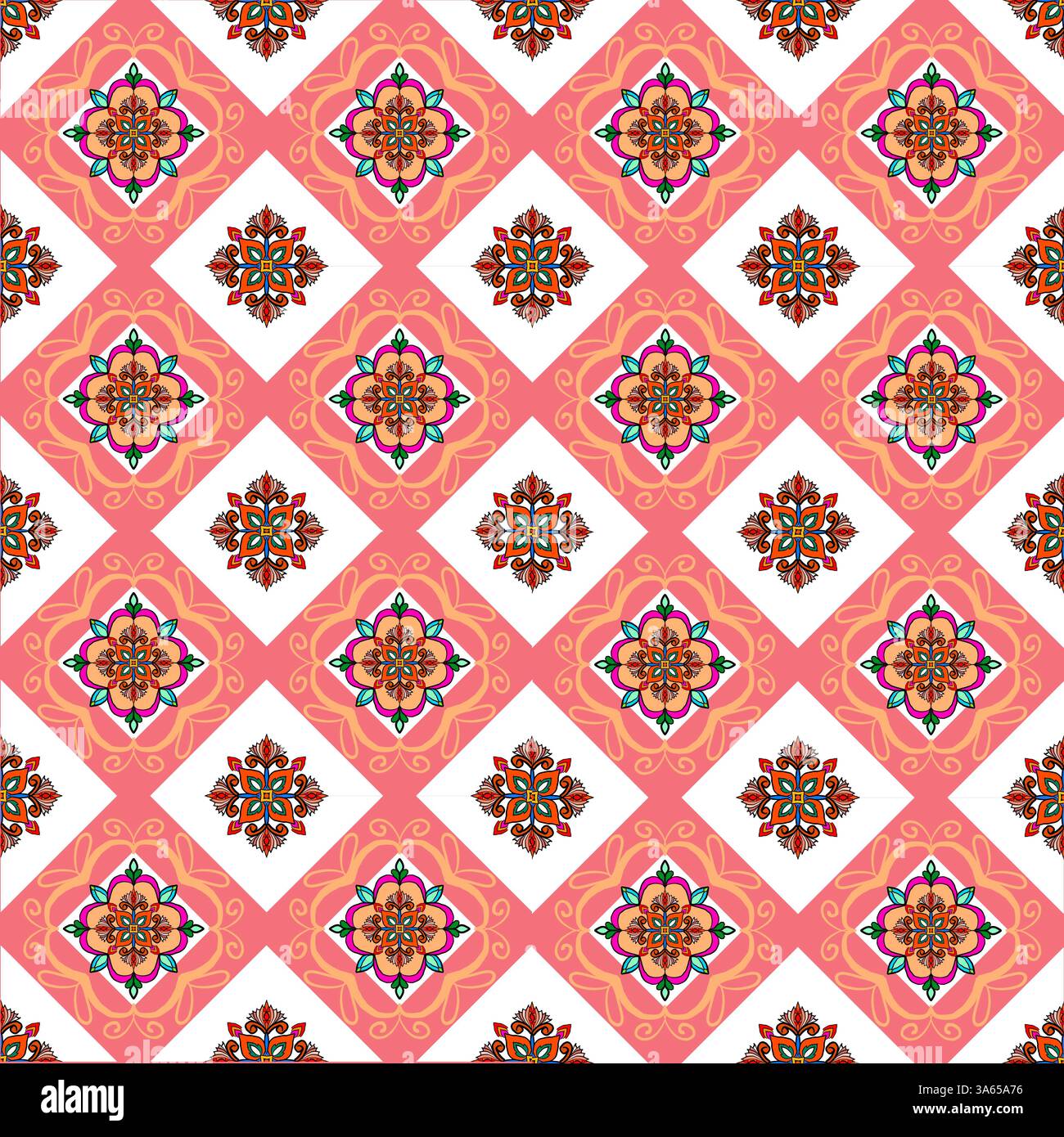 Retro floral diamond tile hi-res stock photography and images - Alamy