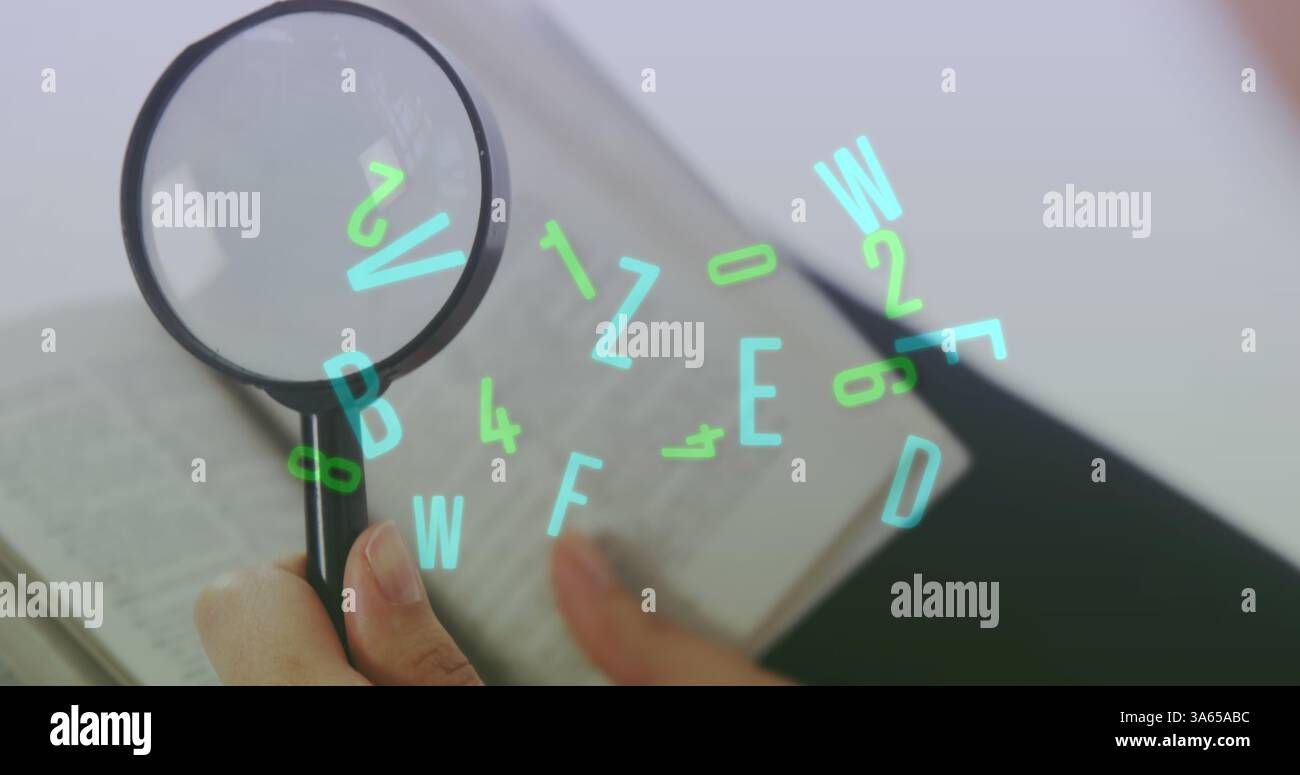 Digital composition of multiple changing numbers and alphabets against ...