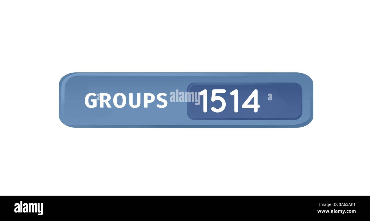 Image of numbers changing and groups text in blue banner on white ...