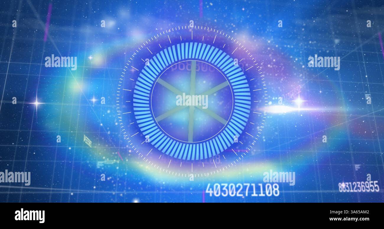 Image of scope scanning and numbers changing over grid Stock Photo - Alamy