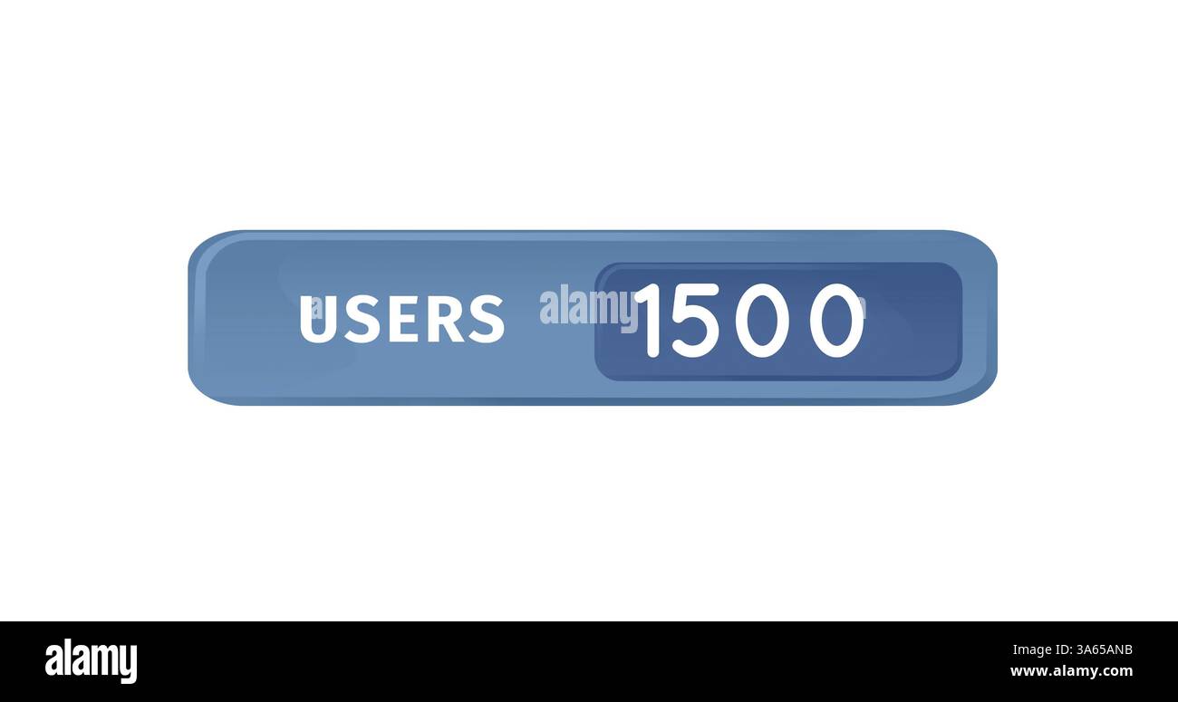 Image of numbers changing and users text in blue banner on white ...