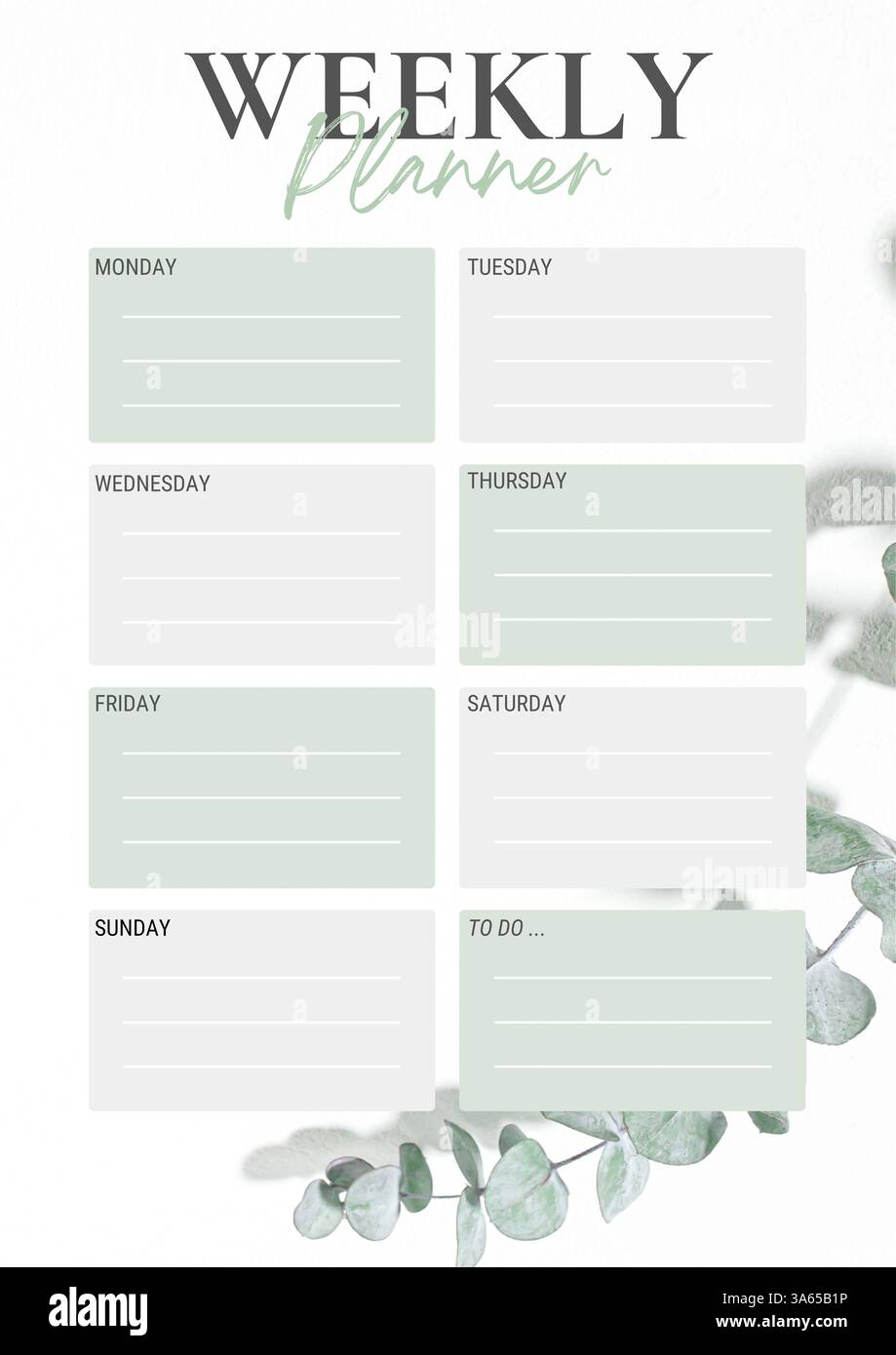 Minimalist Weekly Planner Template – Green Aesthetic Stay organized ...
