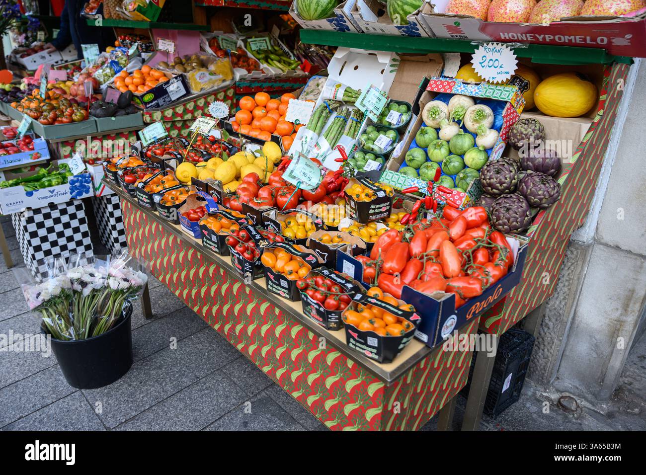 Fruit and vegetable display outside a shop – Milan, Italy – 04 March ...