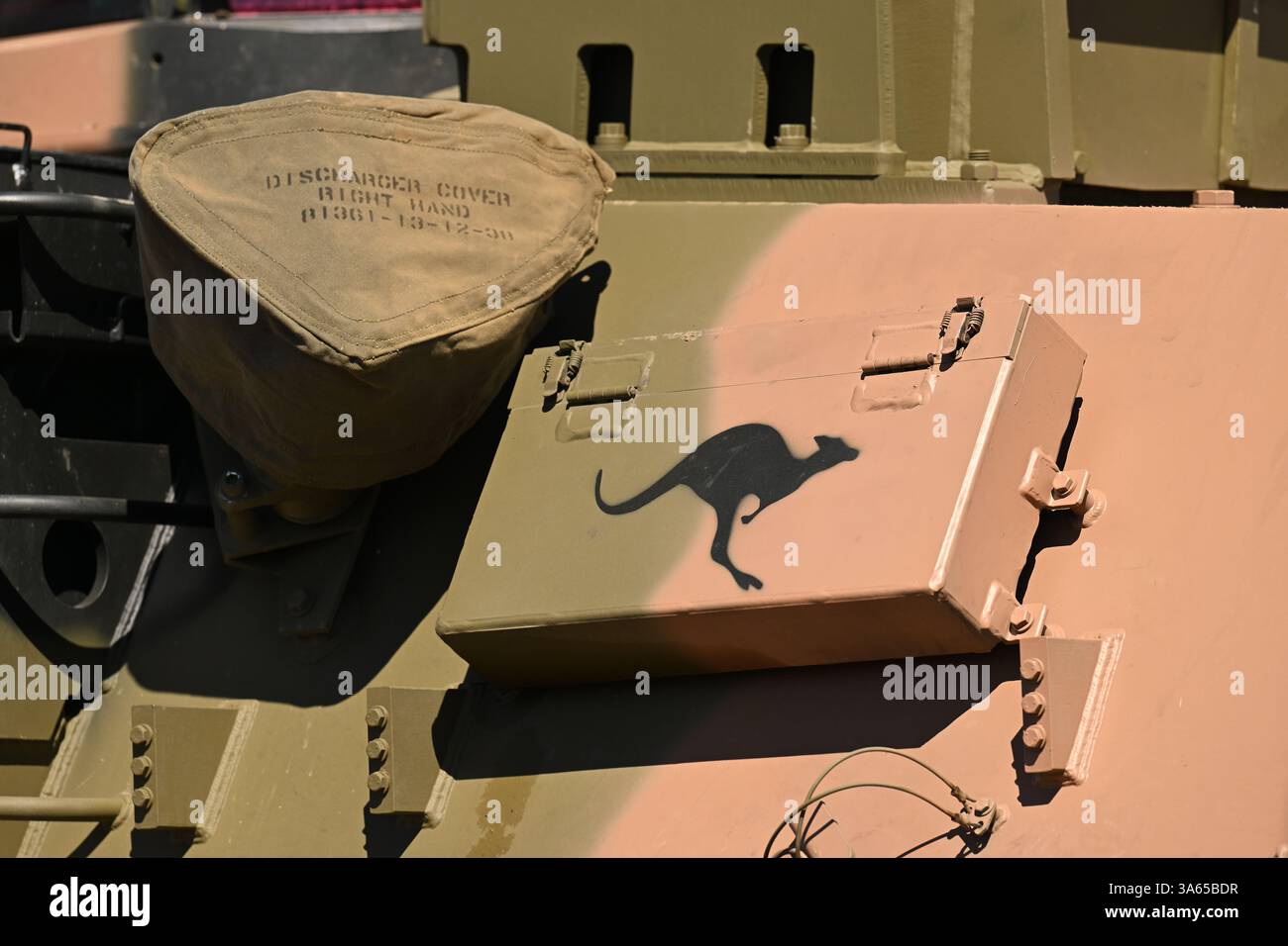 Detail image of an Australian Army Kangaroo logo on the side of a ...