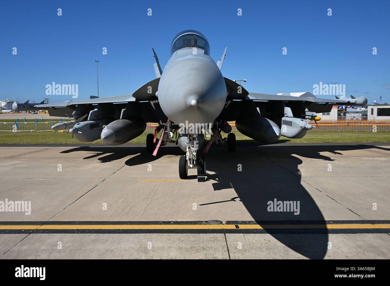 The E/A-18G Growler fighter jet on display during the Avalon Australian ...