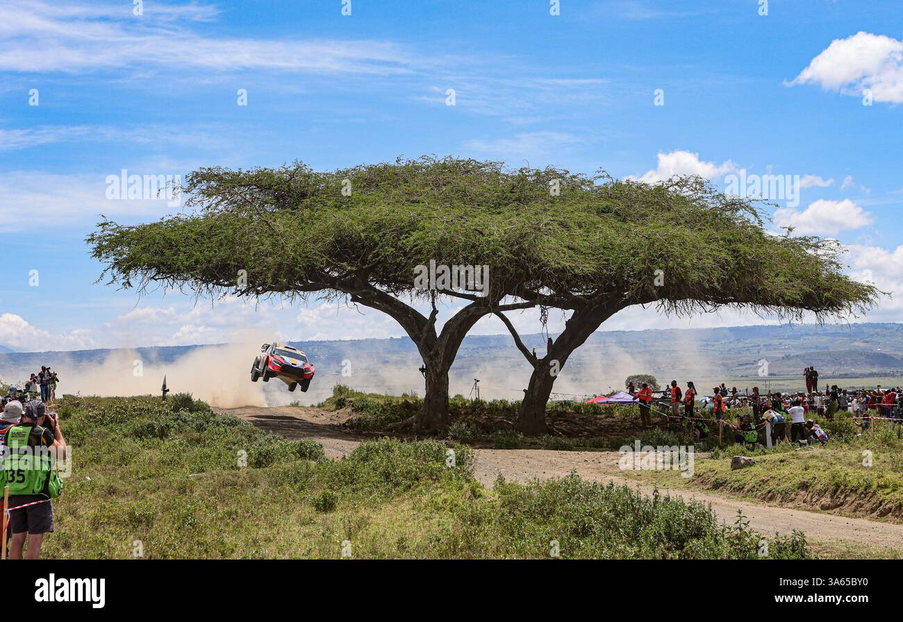 Naivasha, Kenya. 21st Mar, 2025. A photo of a rally over a jump at Miti ...