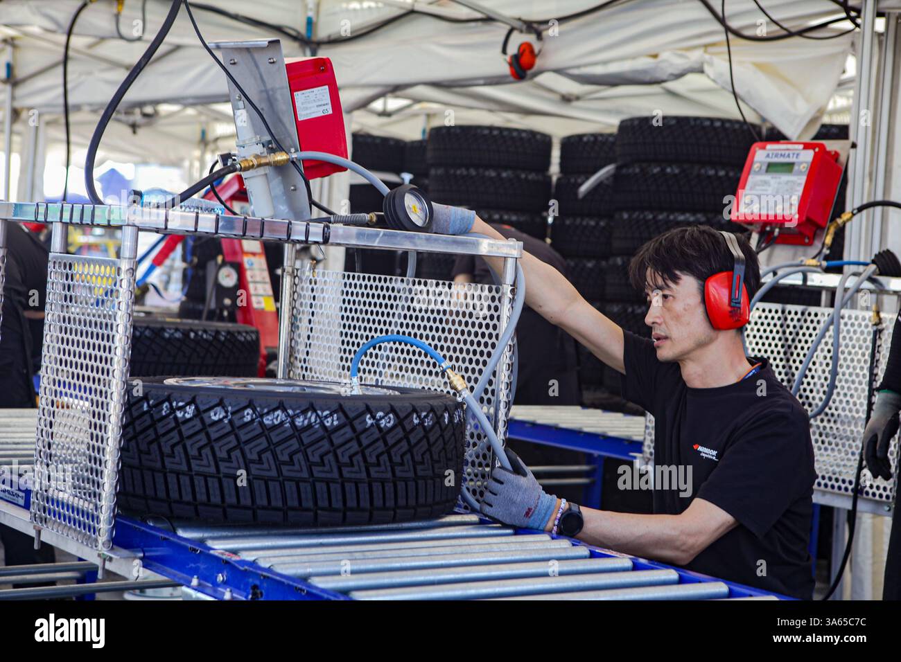 The Hankook team working at the service center and fully geared up to ...