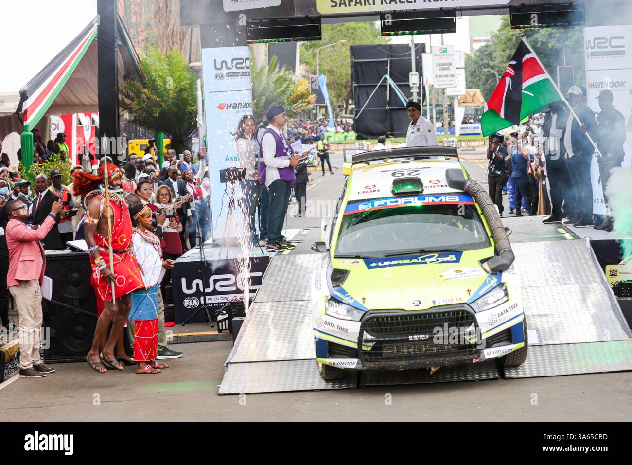 Kenyan President William Ruto flags-off a rally car on ramp, during the ...