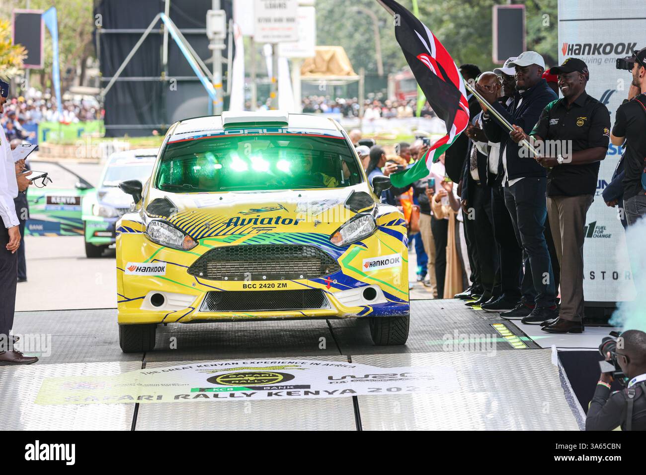 Kenyan President William Ruto flags-off a Ford Fiesta rally2 driven by ...