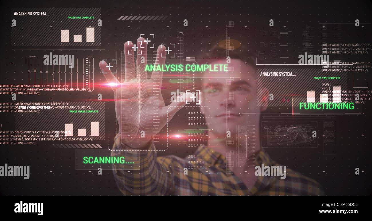 Touching digital interface scanning analysis hi-res stock photography ...